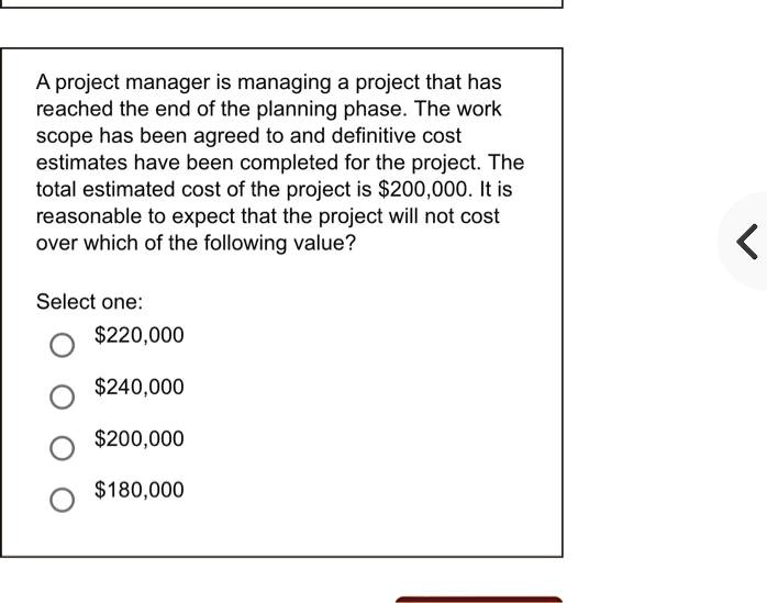 SOLVED: A project manager is managing a project that has reached the ...