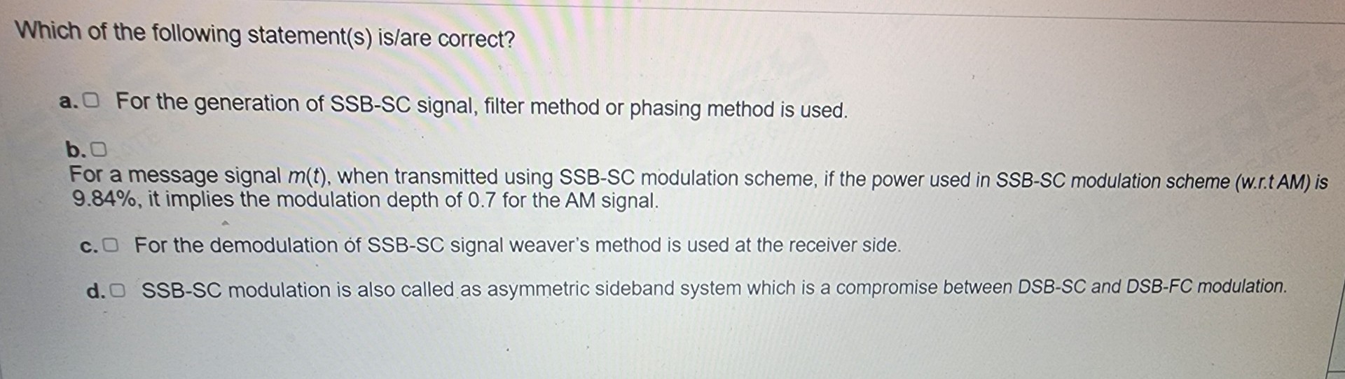 which of the following statements isare correct a for the generation of ...