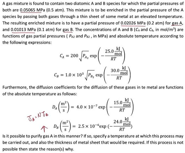 texts a gas mixture is found to contain two diatomic a and b species ...