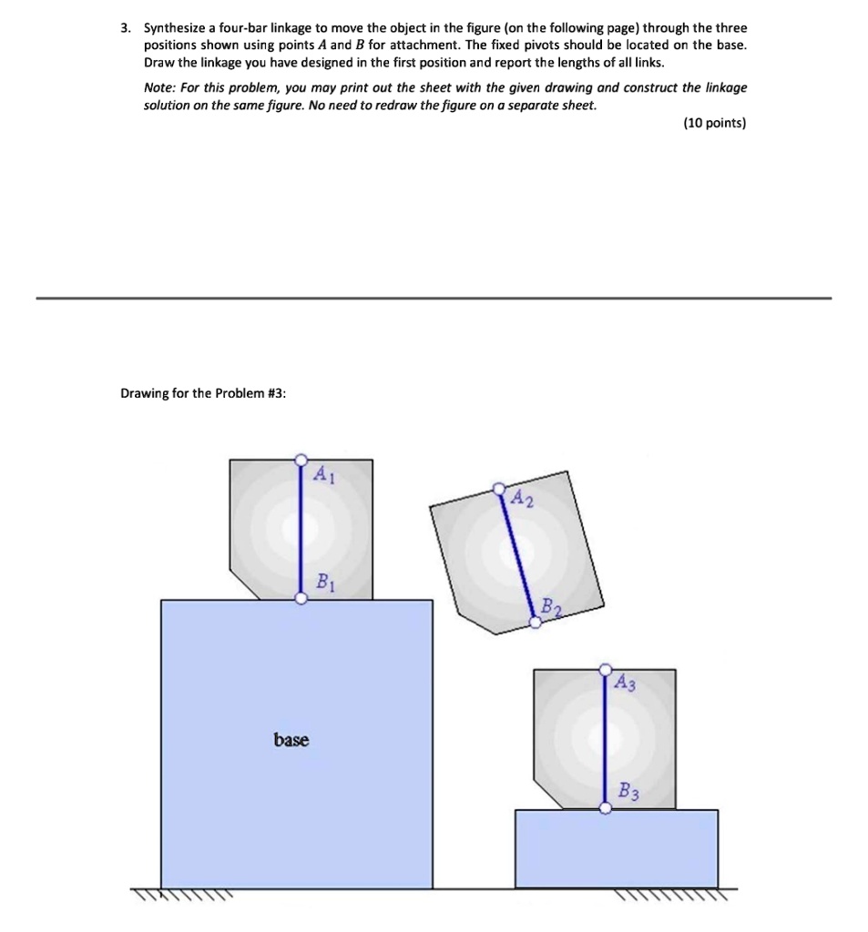 SOLVED: 3. Synthesize a four-bar linkage to move the object in the figure (on the following page ...