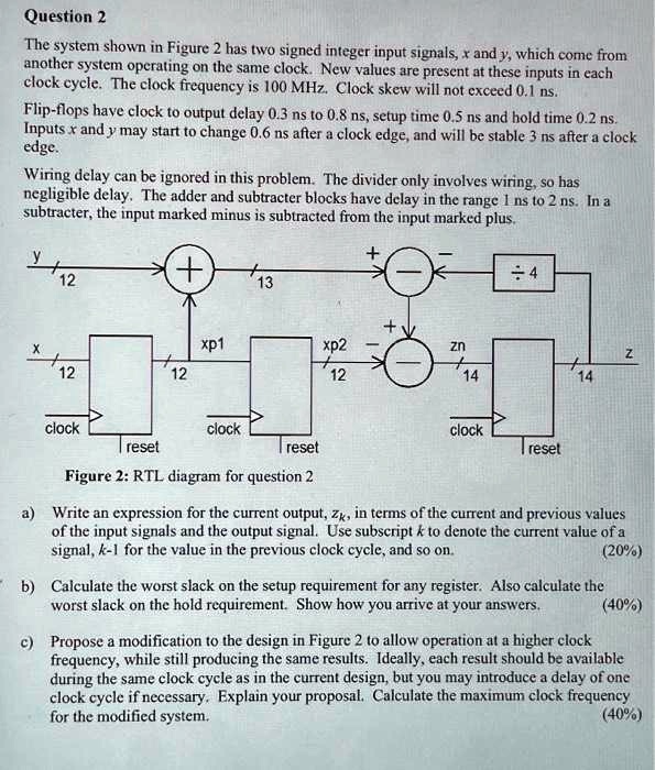 Question 2 The system shown in Figure 2 has two signed integer input signals, x and y, which ...