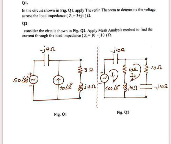 SOLVED: In the circuit shown in Fig. Q1, apply Thevenin's Theorem to determine the voltage ...