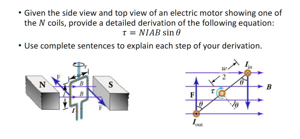 SOLVED: Given the side view and top view of an electric motor showing ...