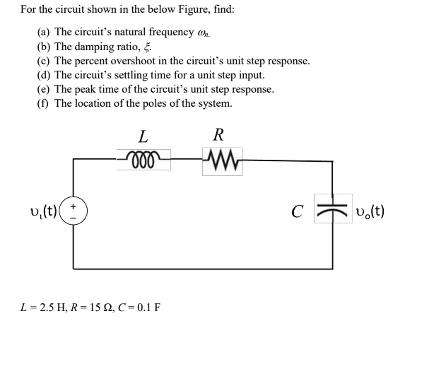 SOLVED: For the circuit shown in the below Figure, find: The circuit ...