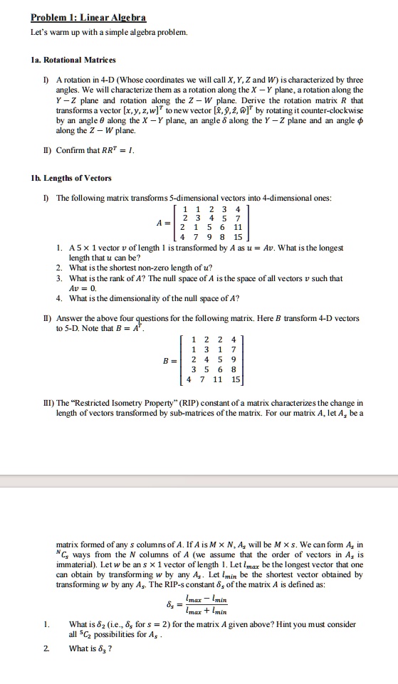 help problem 1 problem 1linear algebra lets warm up with a simple ...