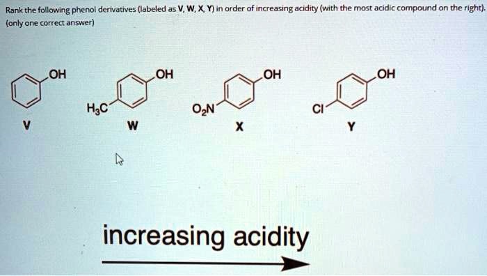 rank the following pherol derivatives labeled as v w x y in arder of ...