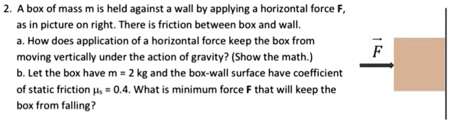 SOLVED: A box of mass m is held against wall by applying horizontal ...