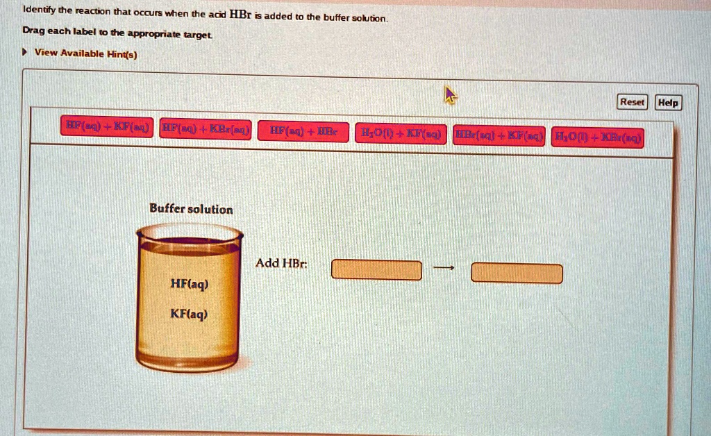 SOLVED: Identify the reaction that occurs when the acid HBr is added to the buffer solution ...