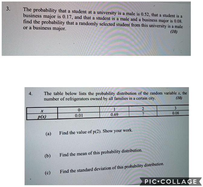 SOLVED: The probability that a student at university is a business major is 0.17. The ...