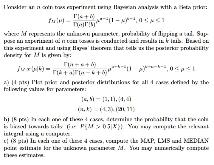 SOLVED: Consider an n coin toss experiment using Bayesian analysis with ...