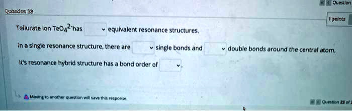 SOLVED: Question Molecule 2 Feldspar Tellurate Ion TeO4^2- has ...