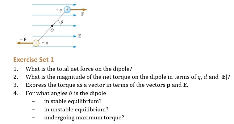 SOLVED: Exercise Set 1 What is the total net force on the dipole? What ...