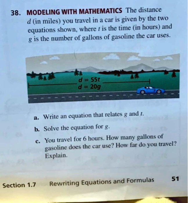 SOLVED: 38 MODELING WITH MATHEMATICS The distance d (in miles) You ...