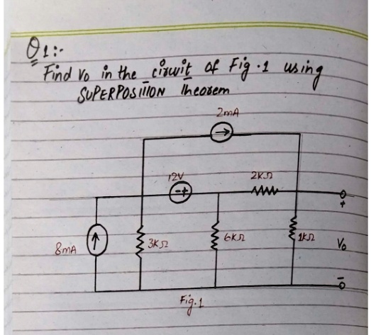 Solved Texts 01 Find Vo In The Circuit Of Fig 1 Using Superposition