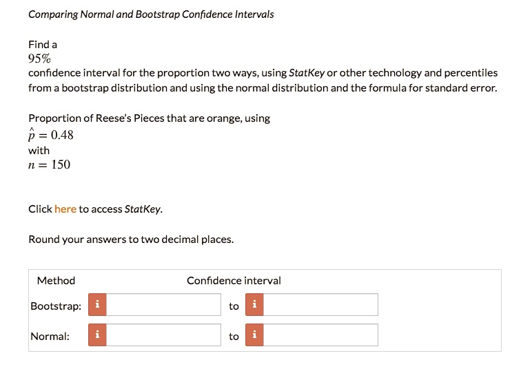 SOLVED: Comparing Normal and Bootstrap Confidence Intervals Find 959 confidence interval for the ...