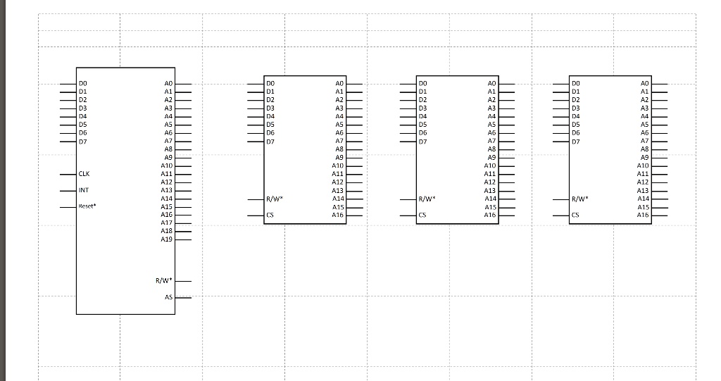 CLK INT Reset* R/W* AS R/W* CS A16 R/W* CS R/W*