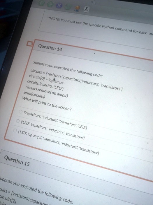 Solved A Noteyou Must Use The Specific Python Command For Each Qu Question 14 Suppose You 8561