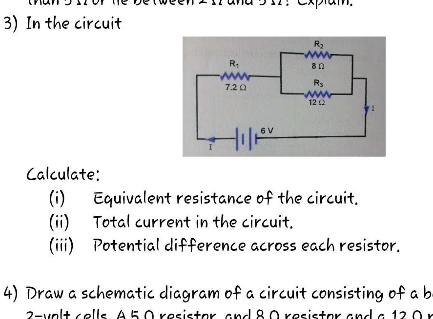 SOLVED: Calculate: Equivalent resistance of the circuit. Total current in the circuit. Potential ...