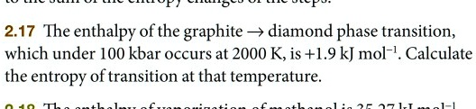 217 the enthalpy of the graphite diamond phase transition which under ...