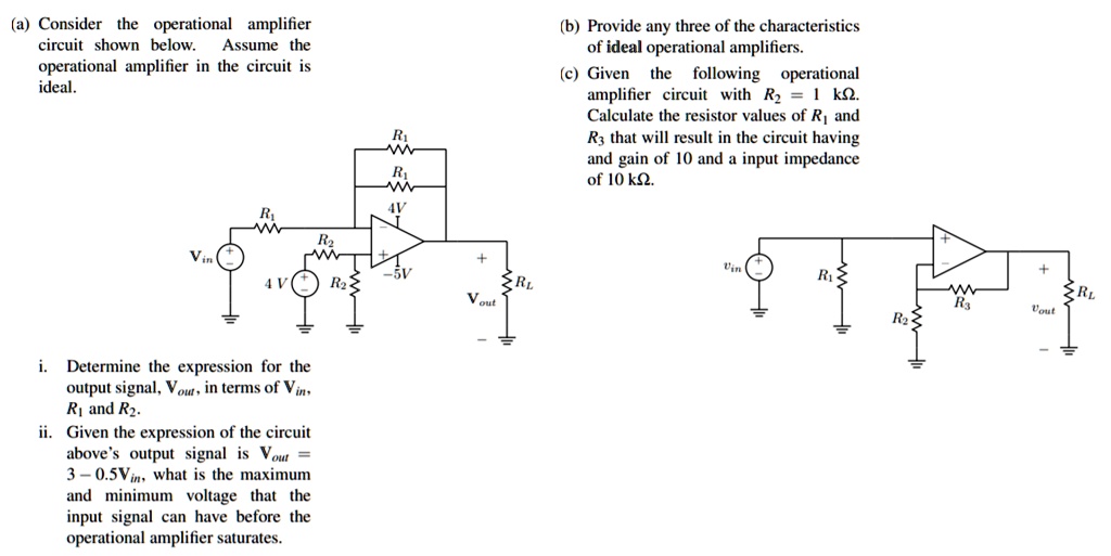 SOLVED: Consider the operational amplifier circuit shown below. Assume the operational amplifier ...