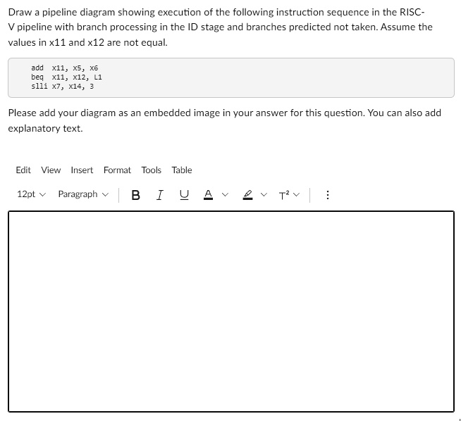 SOLVED: Text: Draw a pipeline diagram showing the execution of the following instruction ...