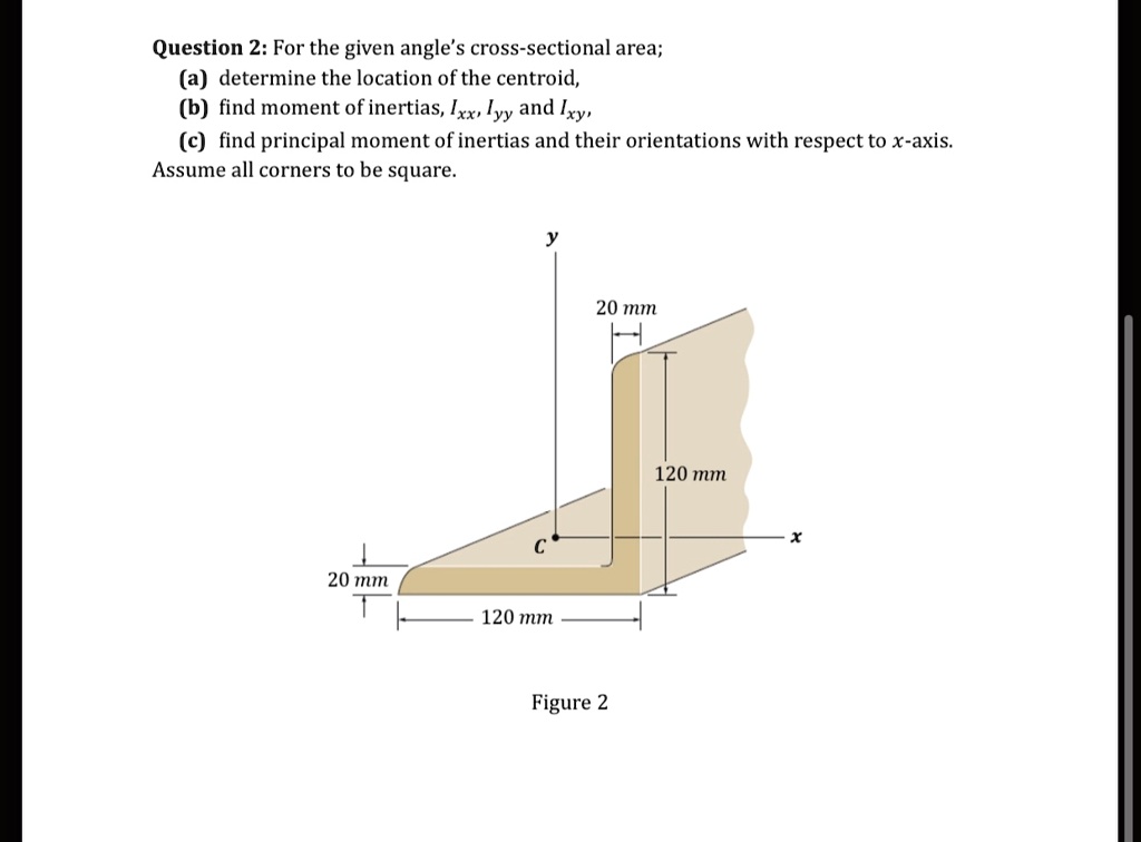Question 2: For the given angle's cross-sectional area; (a) determine ...