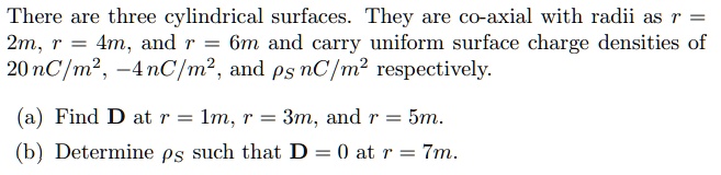 SOLVED: There are three cylindrical surfaces. They are co-axial with ...