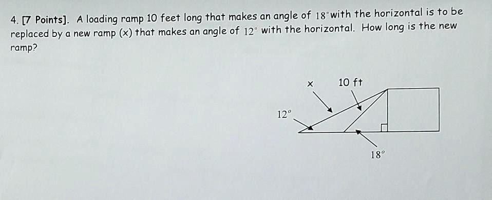 SOLVED: 4,[7 Points]: loading ramp 10 feet long that makes an angle of ...