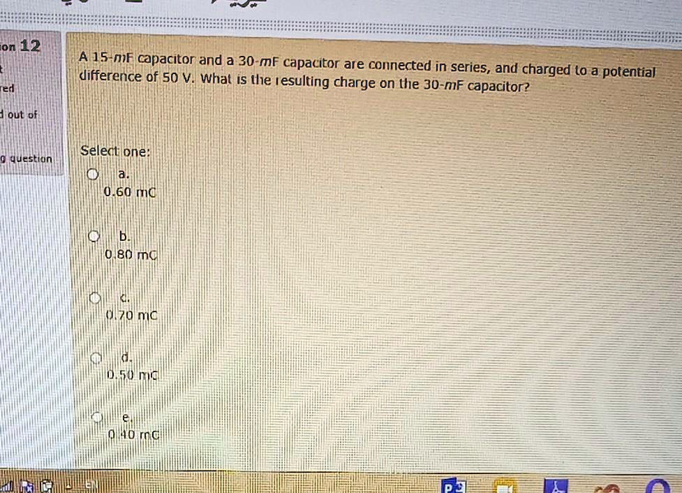 SOLVED: A 15-mF capacitor and a 30-mF capacitor are connected in series ...