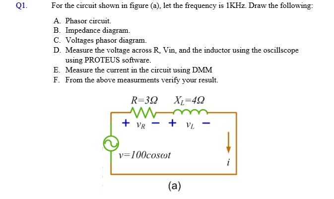 SOLVED: For the circuit shown in figure (a), let the frequency be 1 kHz. Draw the following: A ...