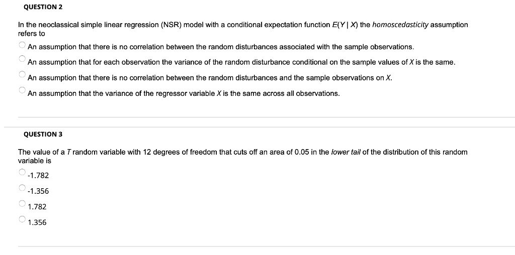 SOLVED: In the neoclassical simple linear regression (NsR) model with a ...