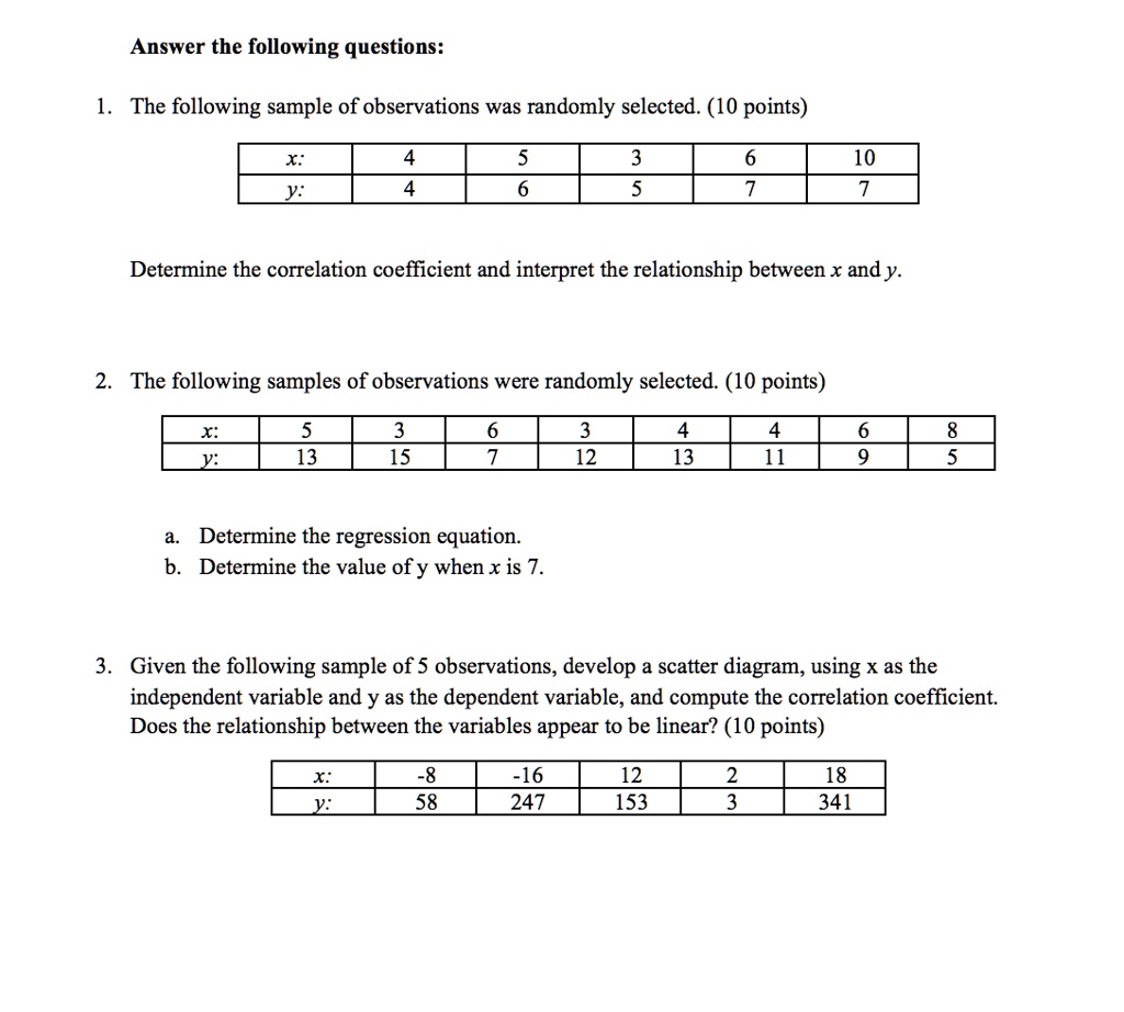SOLVED: Answer the following questions: The following sample of ... SOLVED: Answer the following questions: The following sample of ...