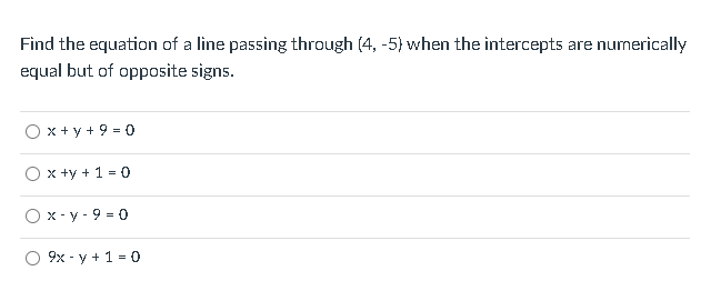 SOLVED: Find the equation of a line passing through [4,-5) when the ...
