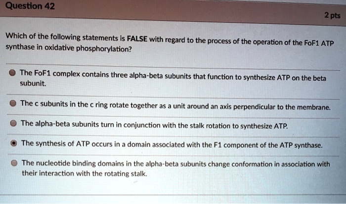 SOLVED: Question 42 2 pts Which of the following statements is FALSE with regard to the process ...