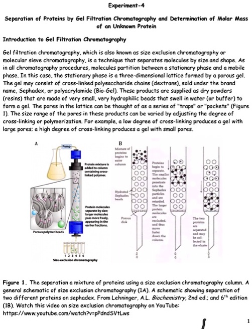 Experiment-4 Separation of Proteins by Gel Filtration Chromatography and Determination of Molar ...