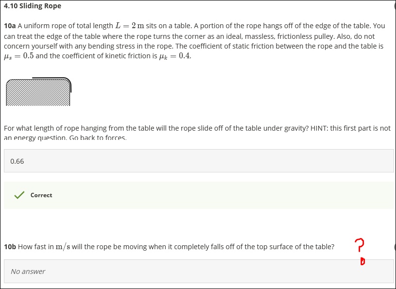 410 sliding rope 10a uniform rope of total length l 2 m sits on a table ...