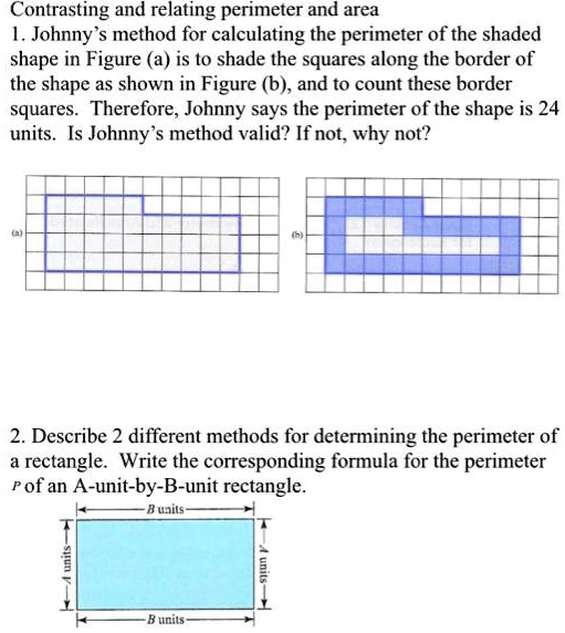 SOLVED:Contrasting and relating perimeter and area Johnny" method for ...