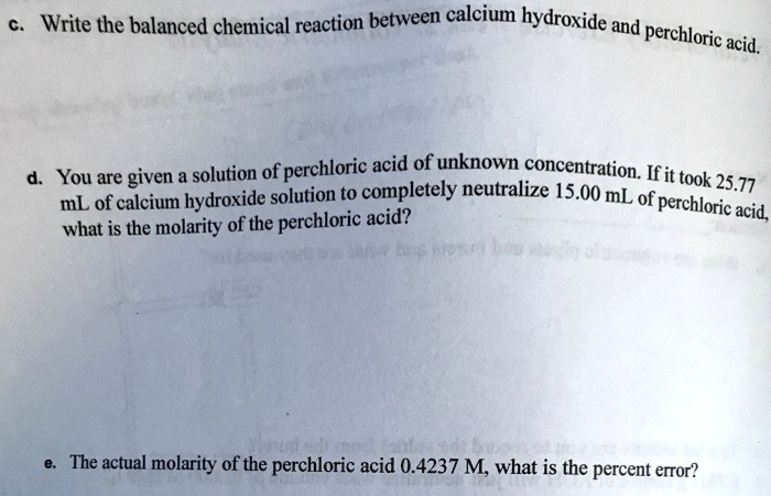 write the balanced chemical reaction between calcium hydroxide and ...