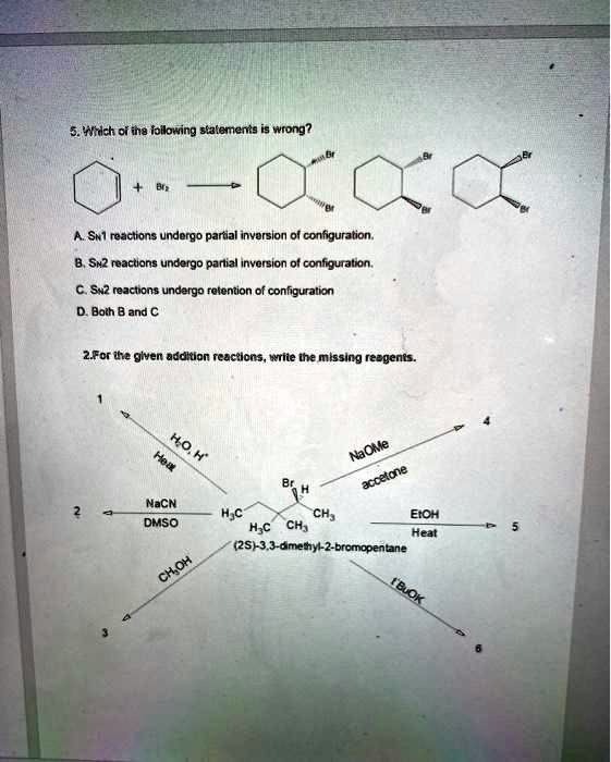 wich of ing fblwing statements wrong sn1 reactions undergo partial ...