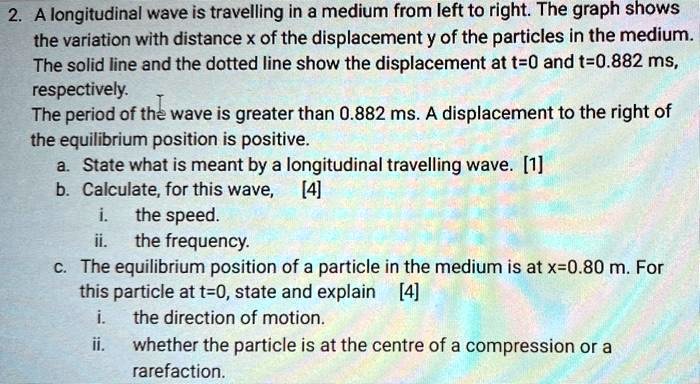 longitudinal wave is travelling in a medium from left to right the ...