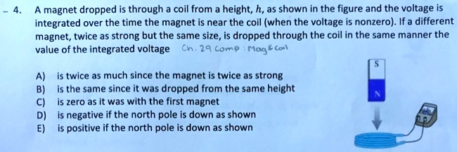 4. A magnet dropped is through a coil from a height, h, as shown in the ...
