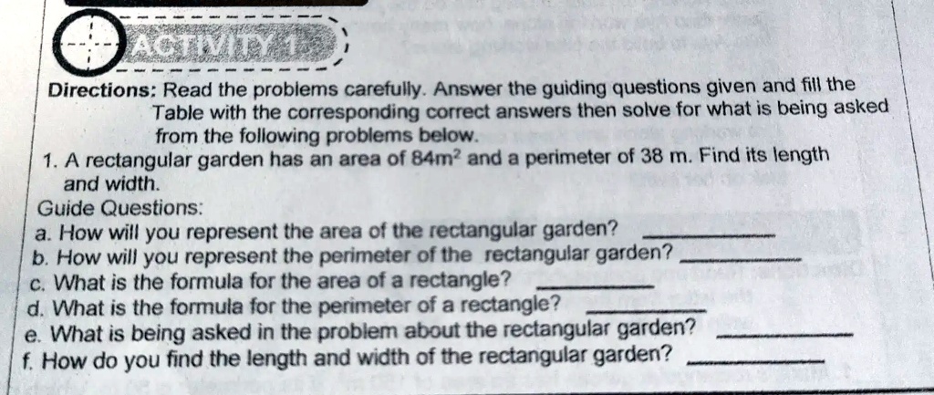SOLVED: AGTA Directions: Read the problems carefully. Answer the guiding questions given and ...