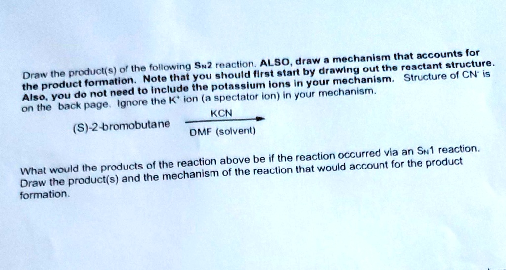 Draw the product(s) of the following SN2 reaction. ALSO, draw a ...