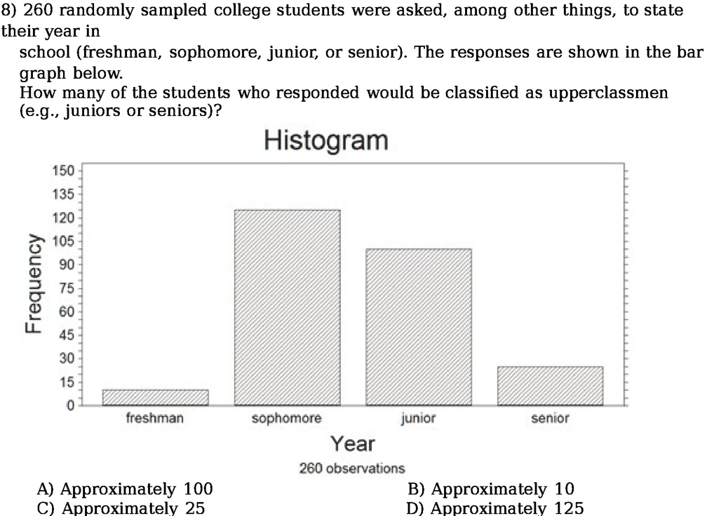 '8) 260 randomly sampled college students were asked, among other ...