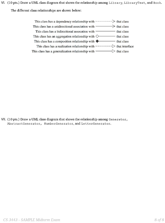 SOLVED: Vl. (10 pts.) Draw a UML class diagram that shows the ...