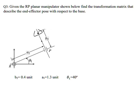 SOLVED: Q3: Given the RP planar manipulator shown below, find the ...