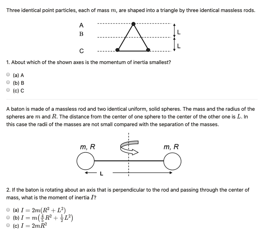 SOLVED: Three identical point particles, each of mass m, are arranged into a triangle using ...