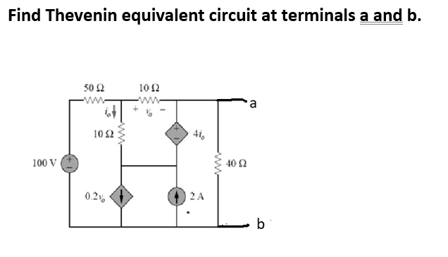 SOLVED: Find Thevenin equivalent circuit at terminals a and b. . Find ... SOLVED: Find Thevenin equivalent circuit at terminals a and b. . Find ...