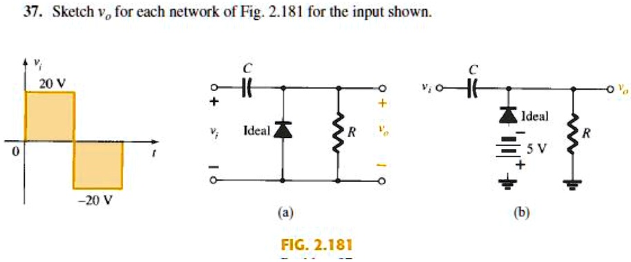 37. Sketch vo for each network of Fig. 2.181 for the input shown.