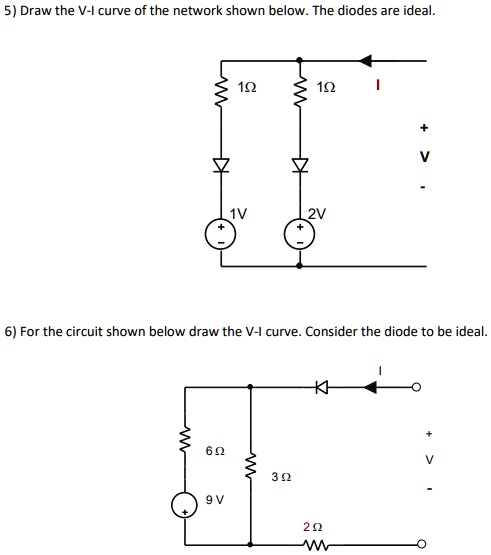 5) Draw the V-I curve of the network shown below. The diodes are ideal ...